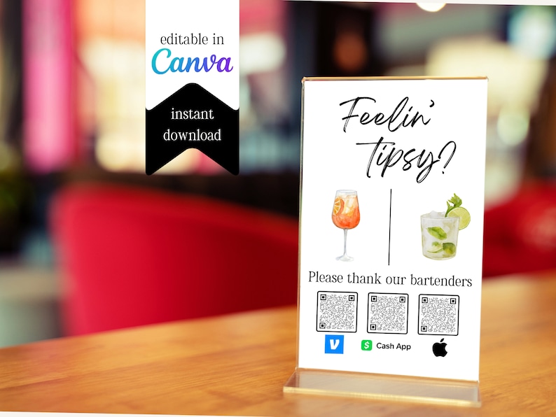 Canva Tip Jar, Editable Tip Jar Sign, Feelin' Tipsy, Feelin Tipsy Sign ...
