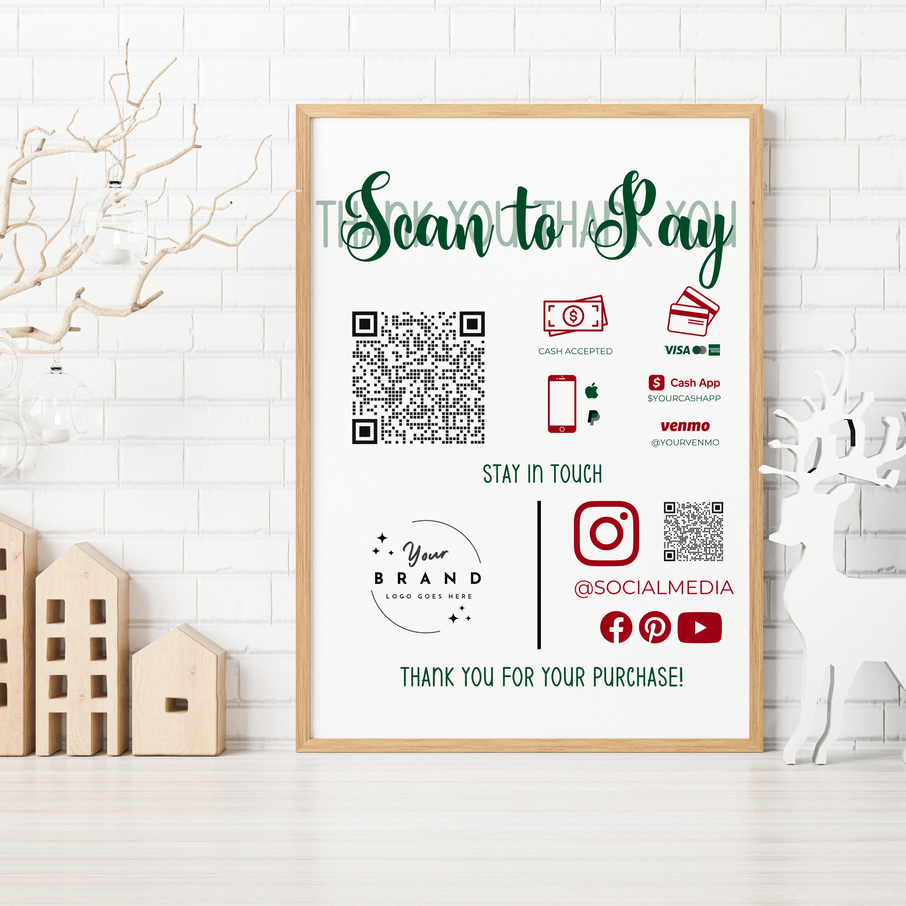 Christmas Scan to Pay Sign Editable Scan to Pay Sign - Etsy
