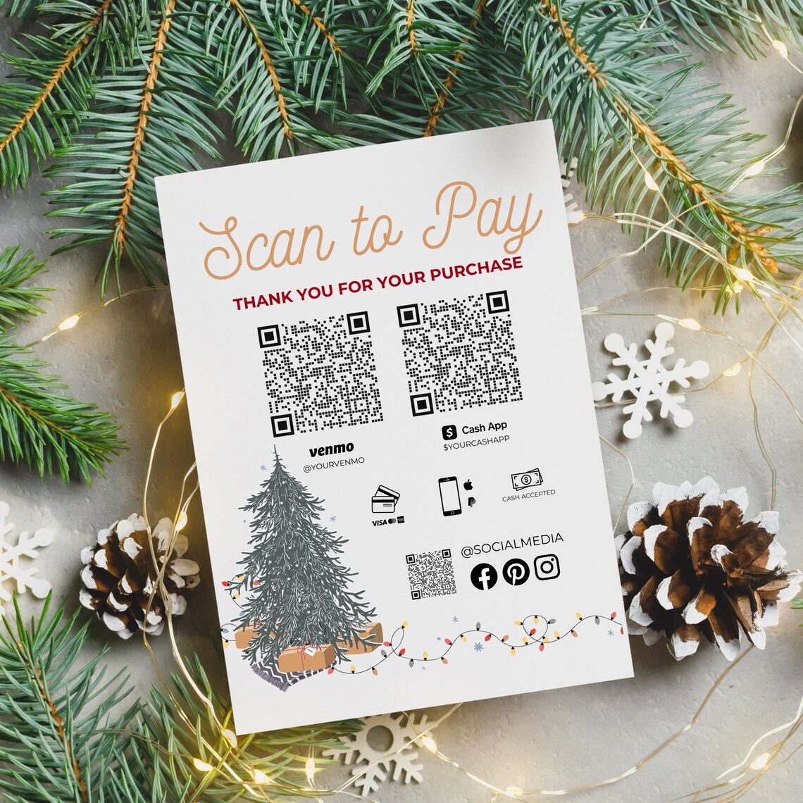 Christmas Scan to Pay Sign, Editable Scan to Pay Sign, Editable QR Code ...