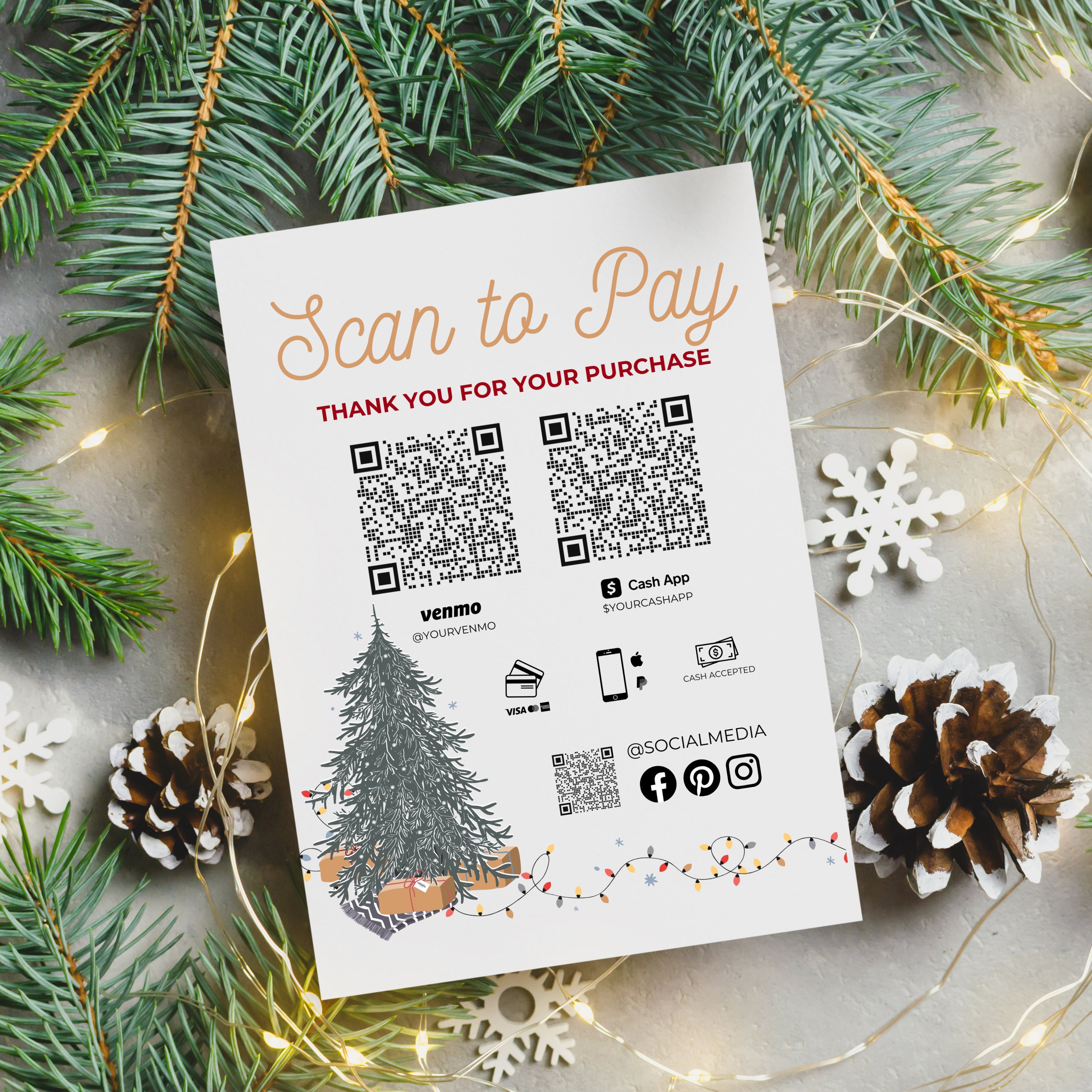 Christmas Scan to Pay Sign, Editable Scan to Pay Sign, Editable QR Code ...