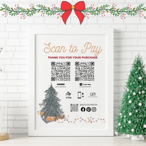 Christmas Scan to Pay Sign, Editable Scan to Pay Sign, Editable QR Code ...