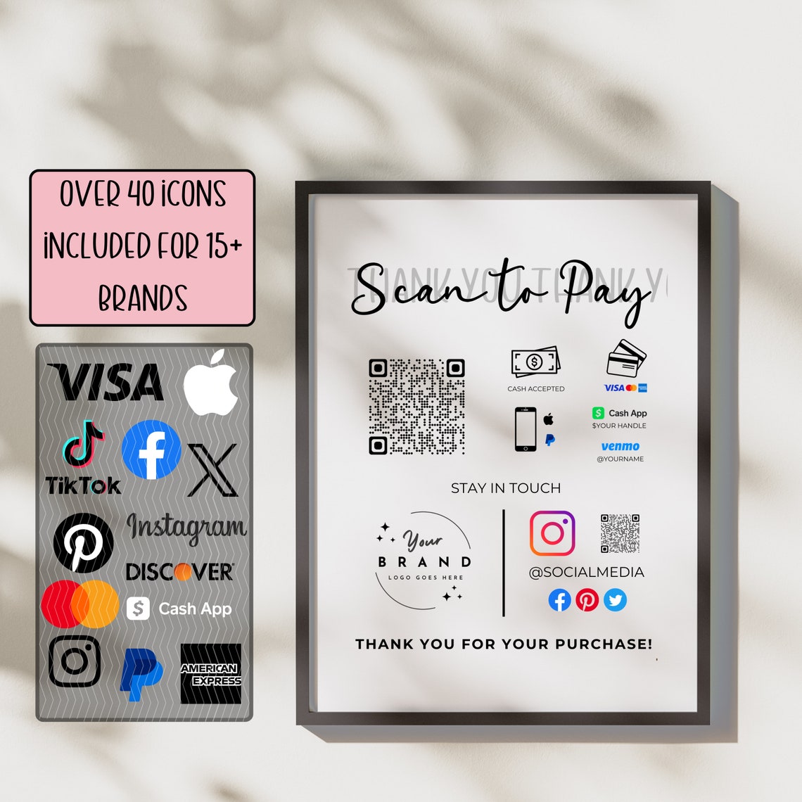 Editable Scan to Pay Sign, QR Code Sign, Editable Scan to Pay Sign ...