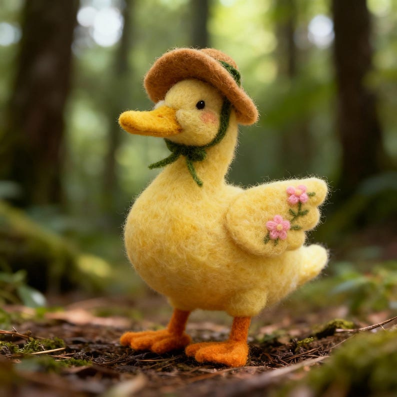 Handmade Wool Felted Duck Figurine - Whimsical Ornament - Festive Gift ...