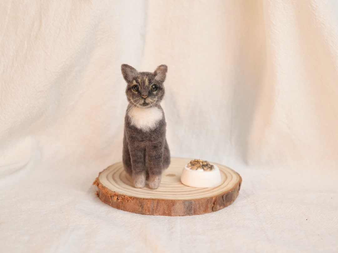 Mini Felted Wool Cat,felted Wool Crafts,felted Miniature,small Felted ...