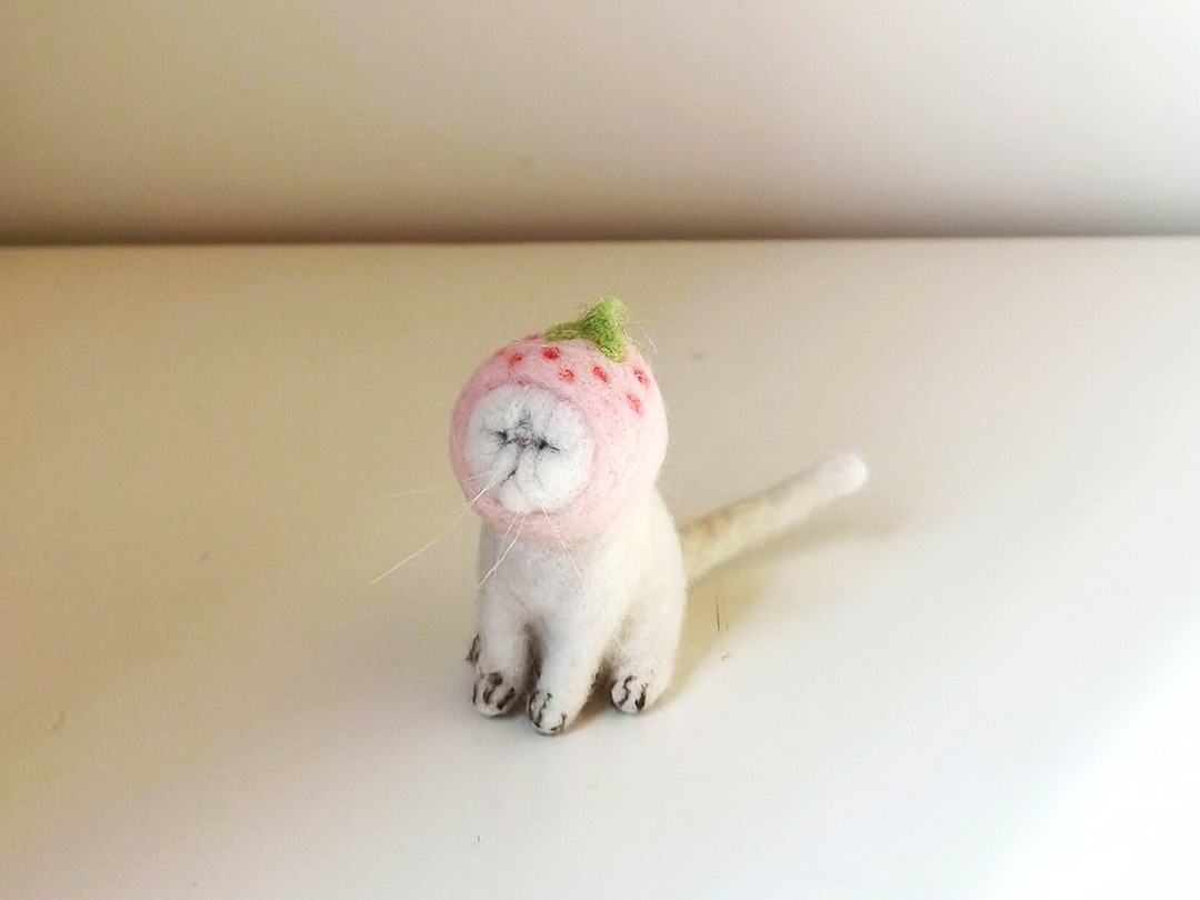 Mini Felted Wool Cat,felted Wool Crafts,felted Miniature,small Felted ...