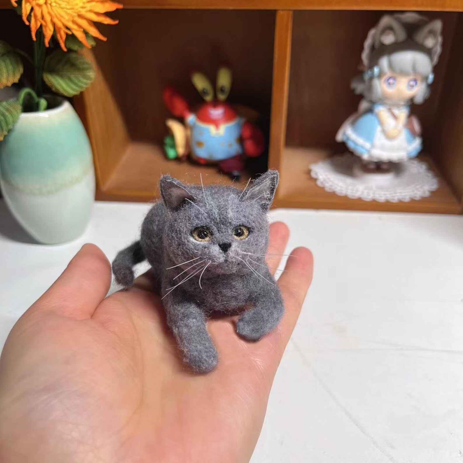 Mini Felted Wool Cat,felted Wool Crafts,felted Miniature,small Felted ...