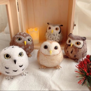 Mini Needle Felted Owl,felted Animal Sculpture,felt Owl Ornament,family ...