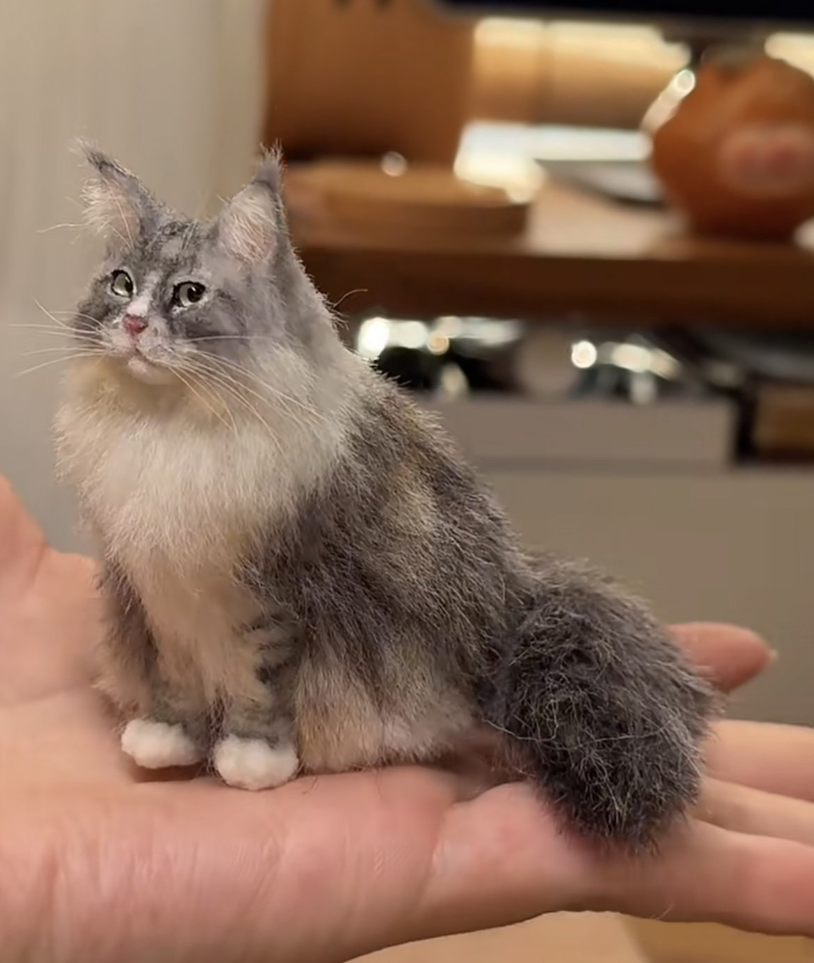 Mini Felted Wool Cat,felted Wool Crafts,felted Miniature,small Felted ...