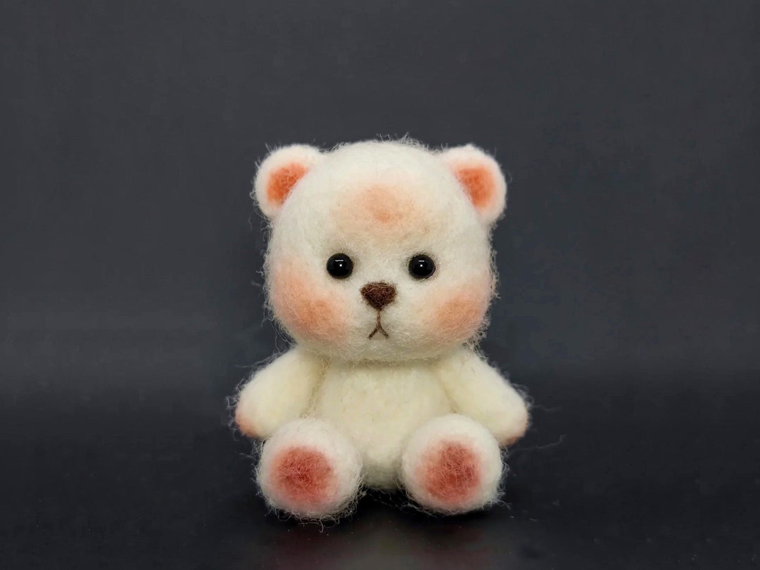 Mini Felted Wool Bear, Felted Wool Craft, Felted Miniature, Small ...