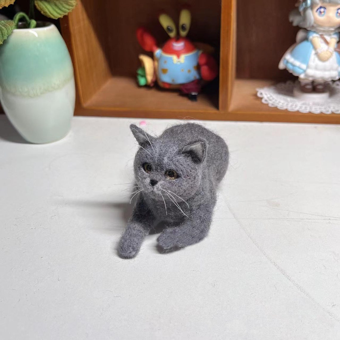 Mini Felted Wool Cat,felted Wool Crafts,felted Miniature,small Felted ...
