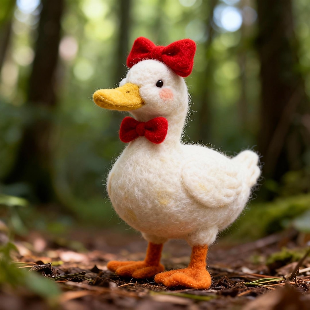 Handmade Wool Felted Duck Figurine - Whimsical Ornament - Festive Gift ...