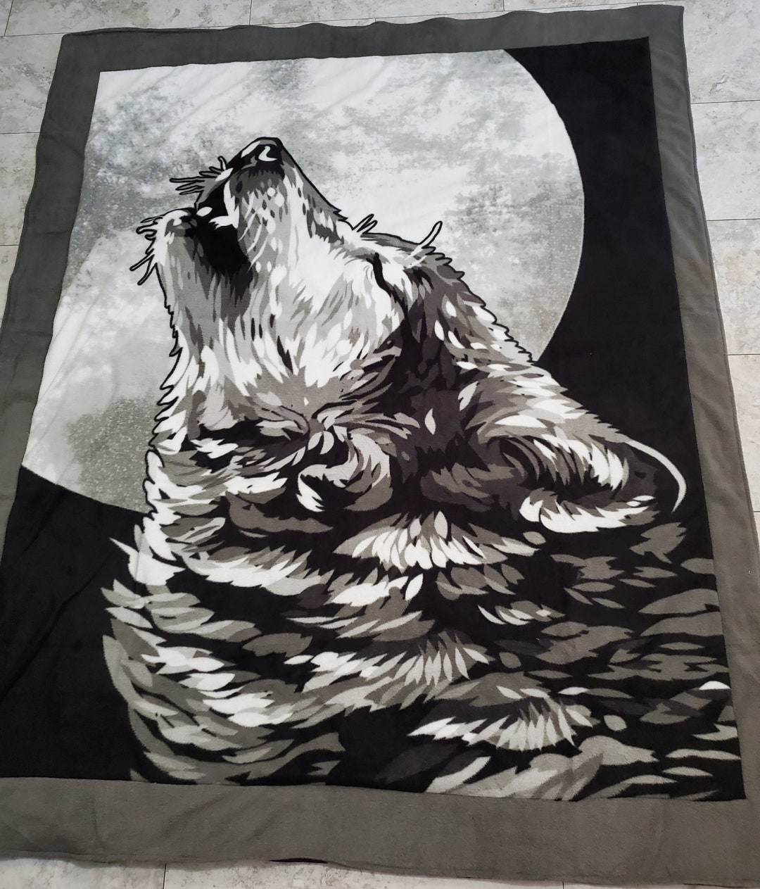 Howling Wolf Double Layered Fleece Throw Blanket - Etsy