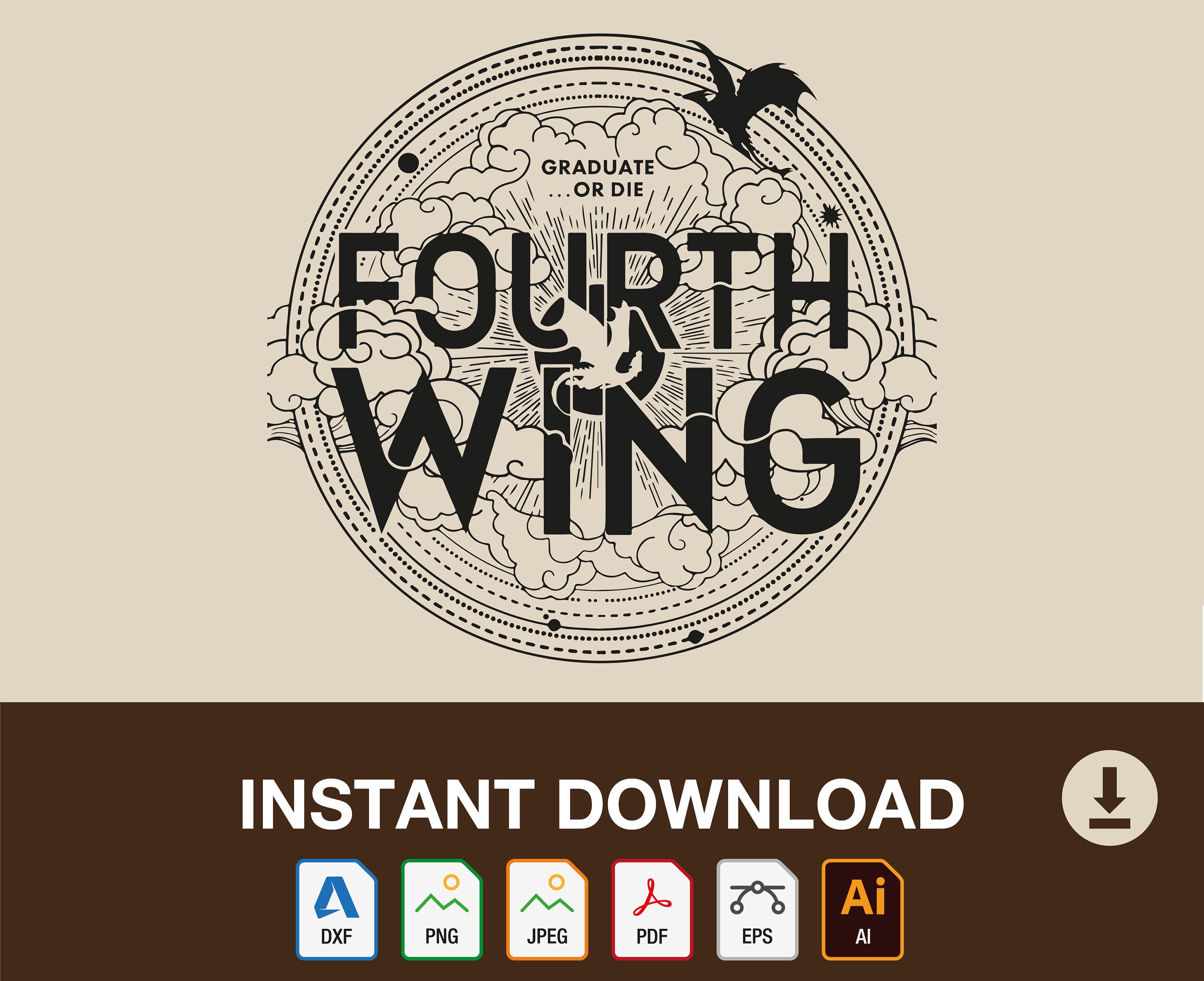 Fourth Wing Logo as Ai Png Jpeg Pdf Eps Dxf - Etsy
