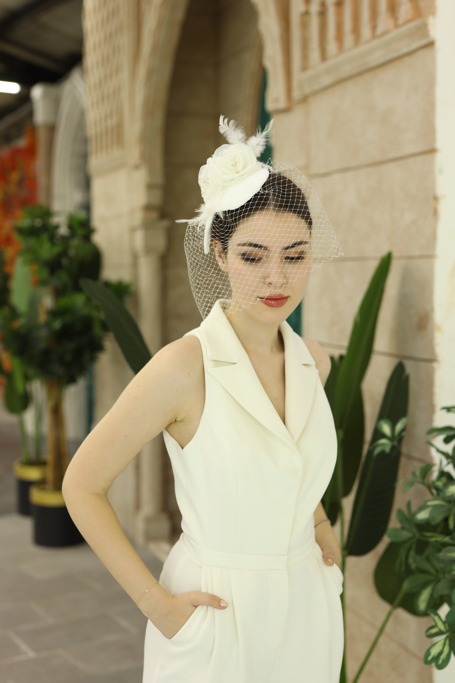 Floral Tulle Bridal Hat With Veil Elegant Headpiece for - Etsy