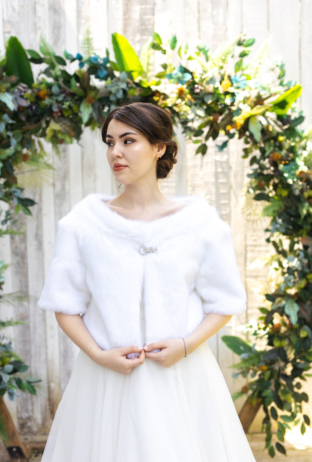 Faux Fur Coat, Ivory Fur Jacket, Bridal Fur Coat, Faux Fur Stole Fur ...