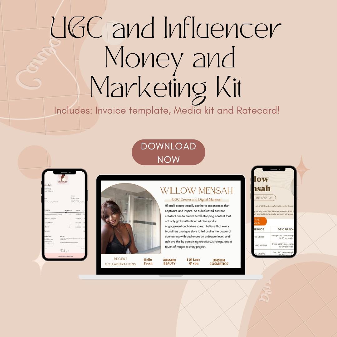 Editable Ultimate Ugc/influencer Money and Marketing Bundle- Media Kit ...