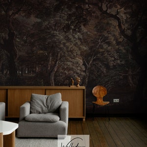 Dark Aesthetic Forest Removable Wall Decoration, Murky Trees Wallpaper ...