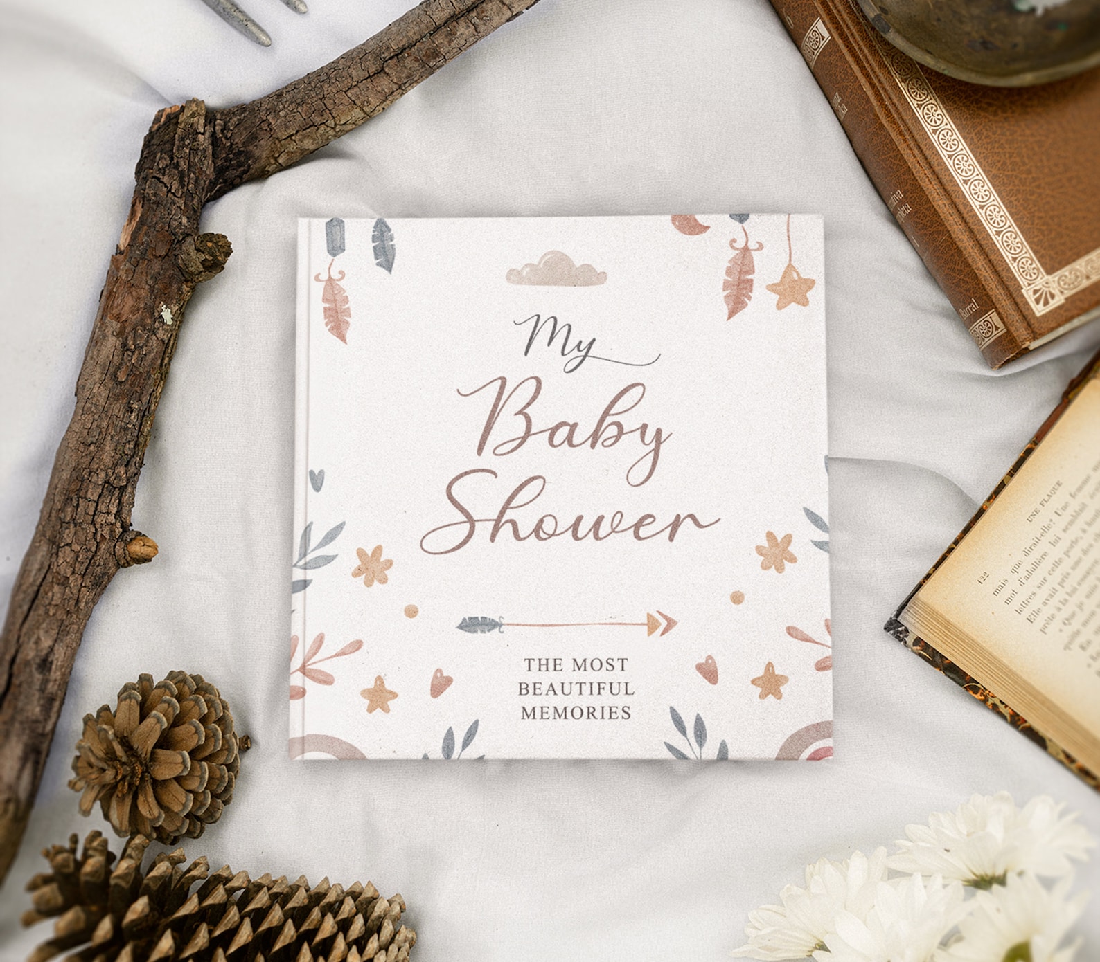 Baby Shower Guest Book Keepsake for Baby Girl Boy - Sign in Book With ...