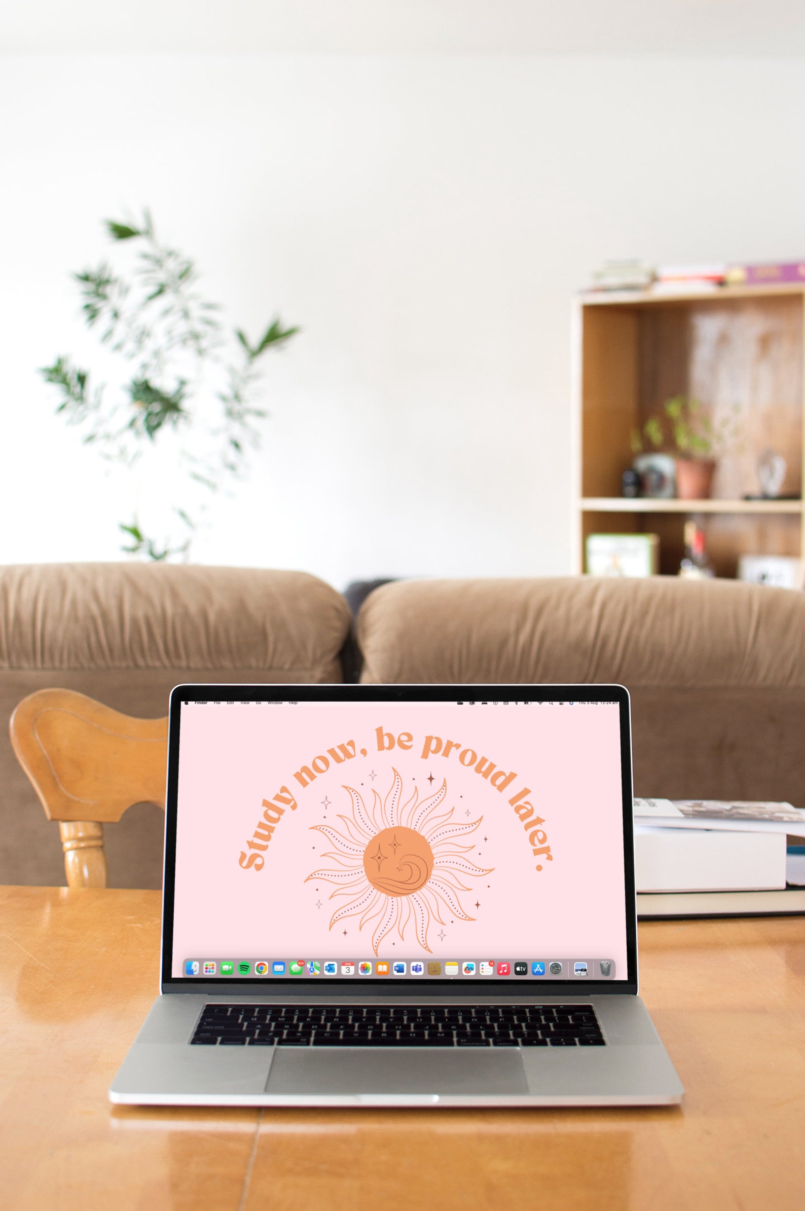 Pink 'study Now, Be Proud Later' Aesthetic Groovy Desktop Wallpaper ...