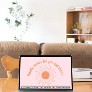 Pink 'study Now, Be Proud Later' Aesthetic Groovy Desktop Wallpaper ...