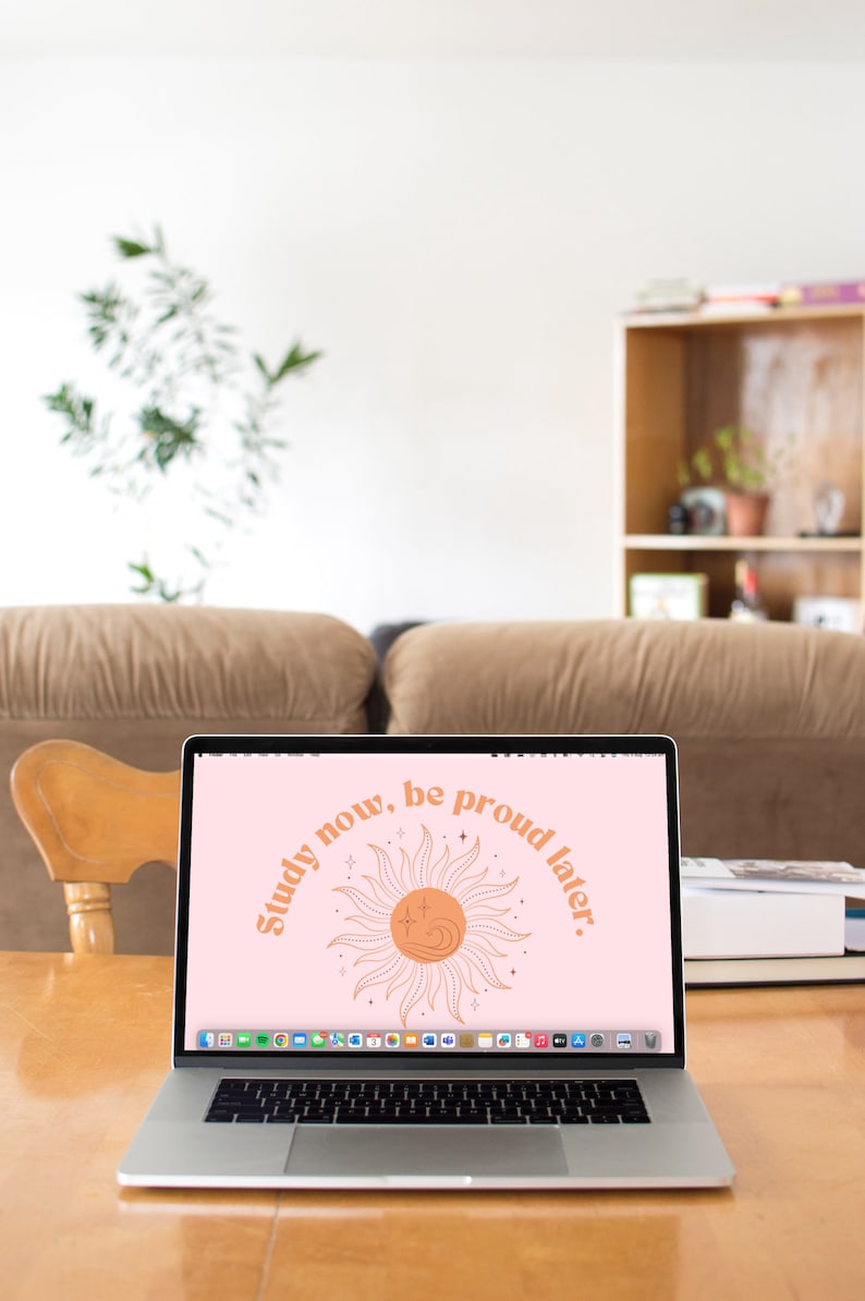 Pink 'study Now, Be Proud Later' Aesthetic Groovy Desktop Wallpaper ...