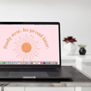 Pink 'study Now, Be Proud Later' Aesthetic Groovy Desktop Wallpaper ...