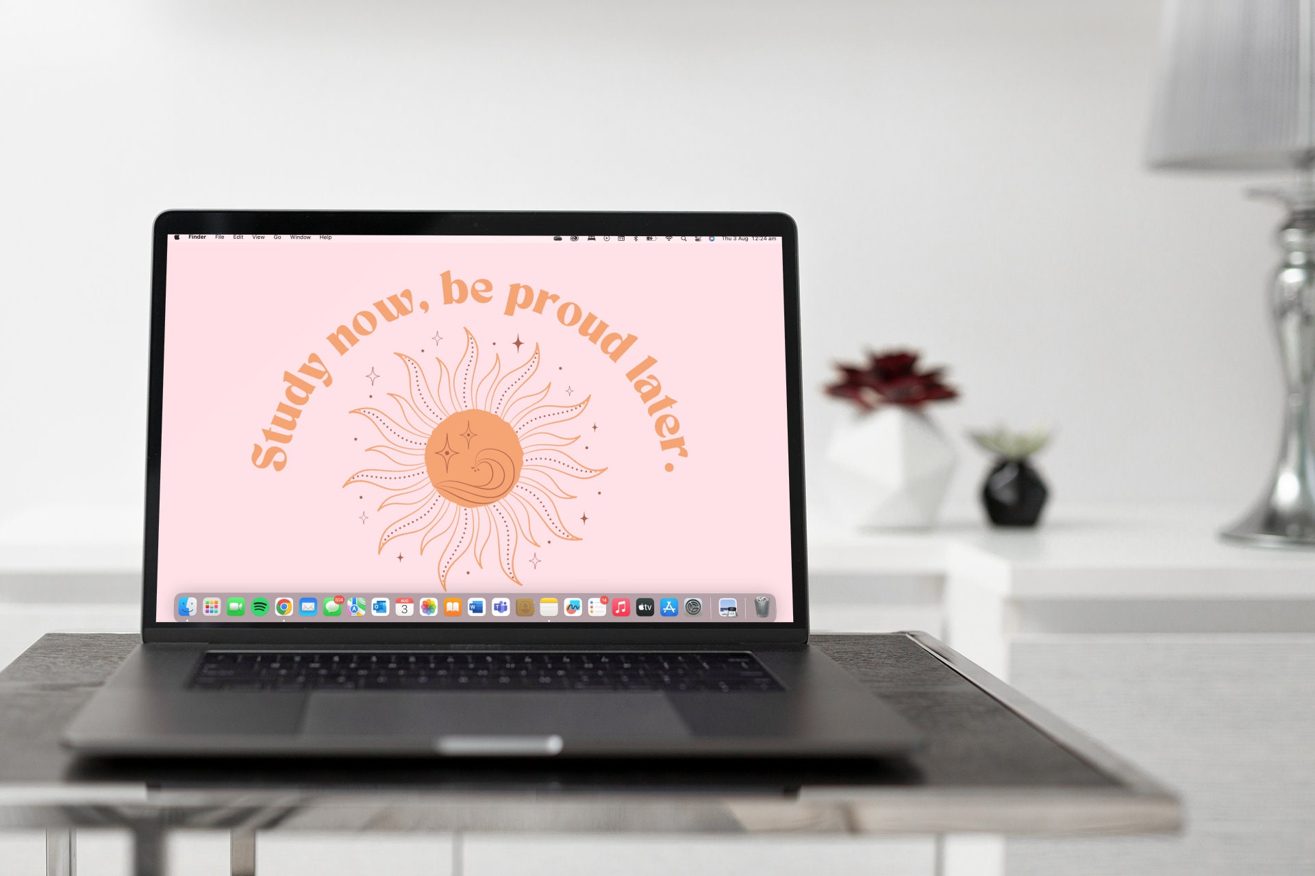 Pink 'study Now, Be Proud Later' Aesthetic Groovy Desktop Wallpaper ...