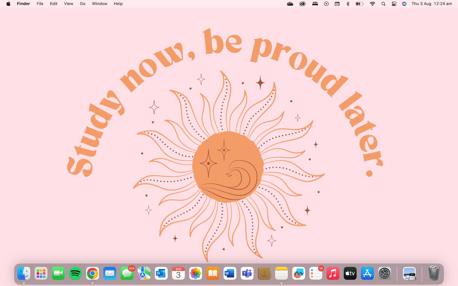 Pink 'study Now, Be Proud Later' Aesthetic Groovy Desktop Wallpaper ...