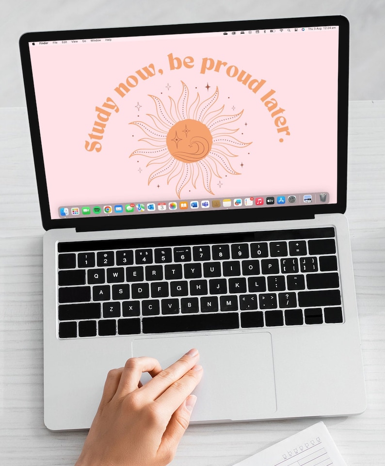 Pink 'study Now, Be Proud Later' Aesthetic Groovy Desktop Wallpaper ...