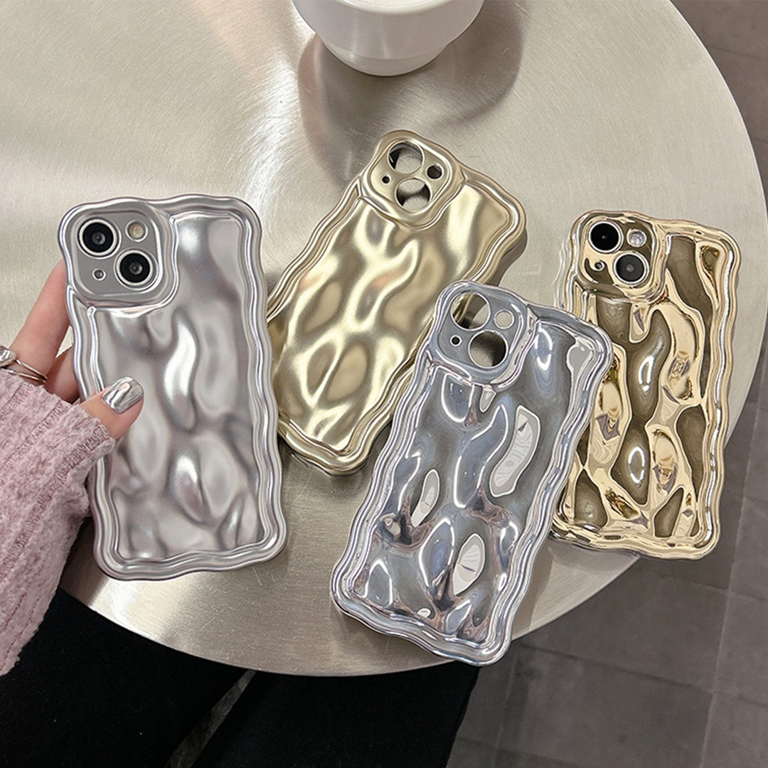 Matt and Shiny Wavy Liquid Textured Phone Case Luxury Golden Silver ...
