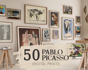 50 Picasso Exhibition Wall Art Prints, Abstract Vintage Minimalist Gift ...