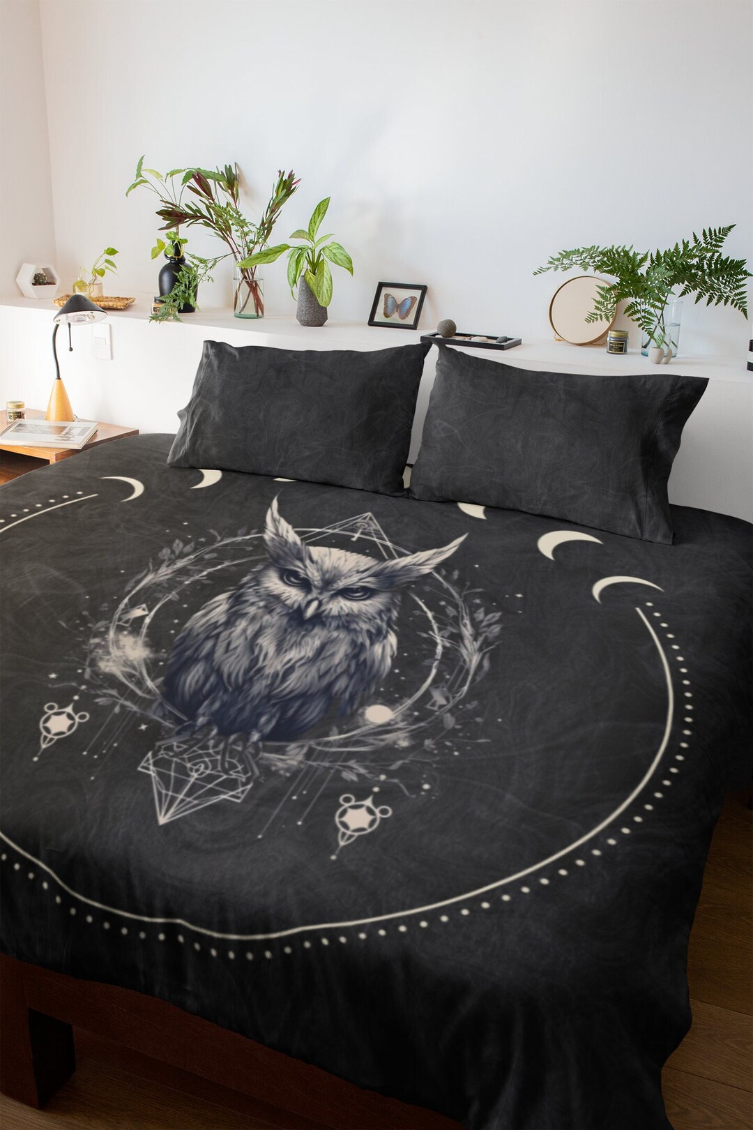 Owl Familiar Duvet Cover Bedding Set Wiccan Moon Phases Bed - Etsy