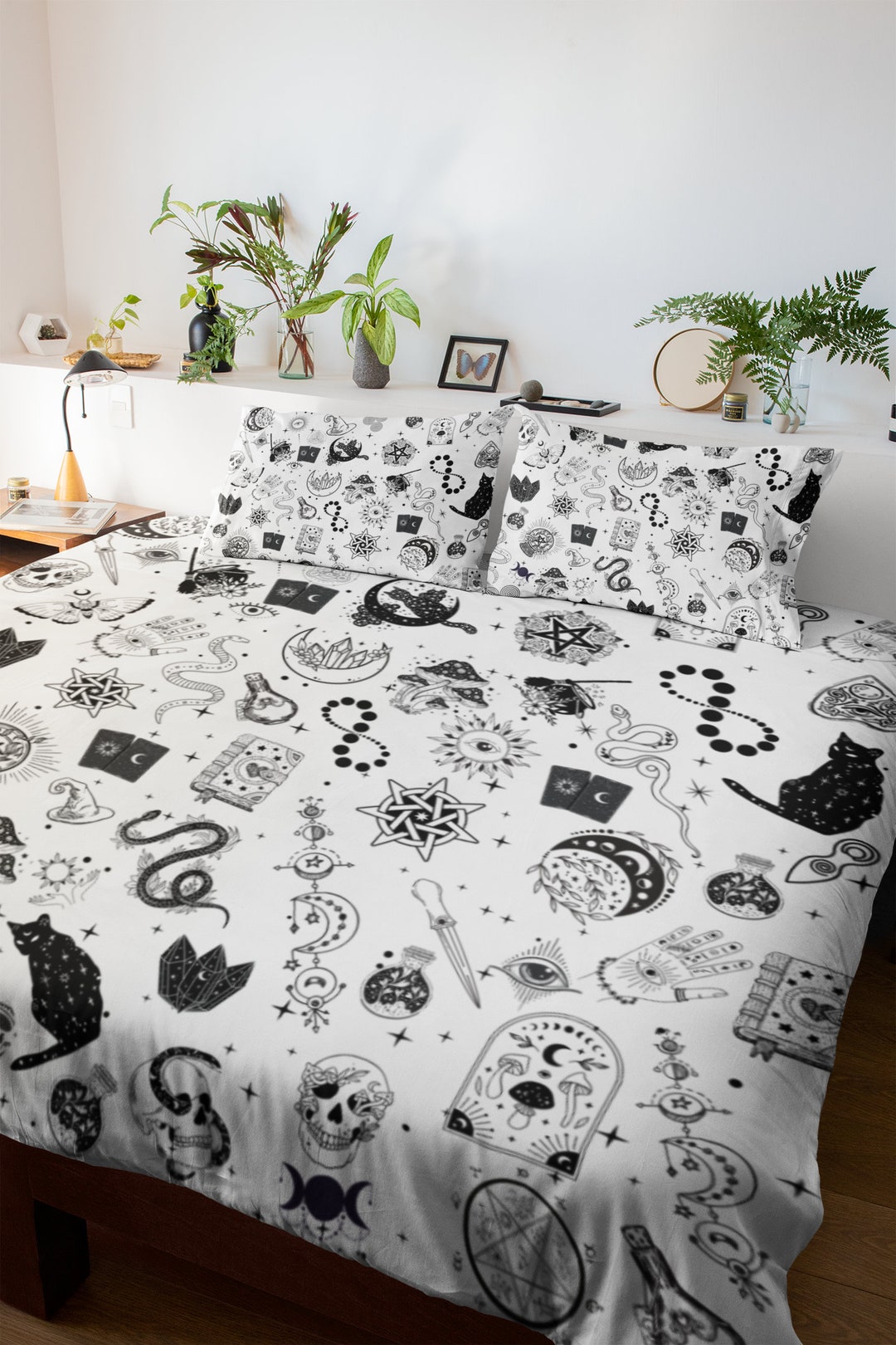 Pagan Symbols Duvet Cover Bedding Set, Wiccan Runes Bed Sheet Set ...