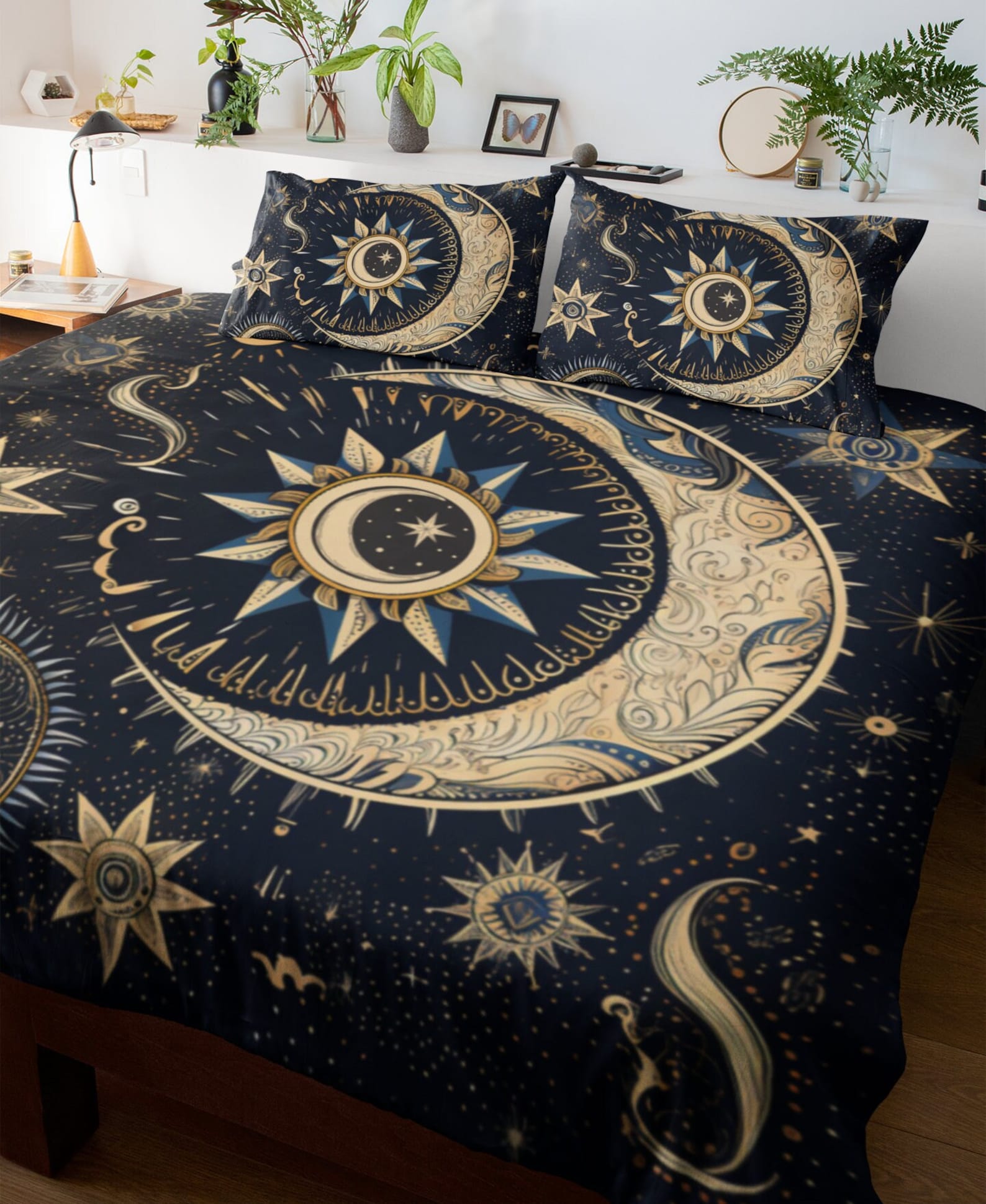 Celestial Moon and Sun Duvet Cover Bedding Set, Boho Bed Sheet Set ...
