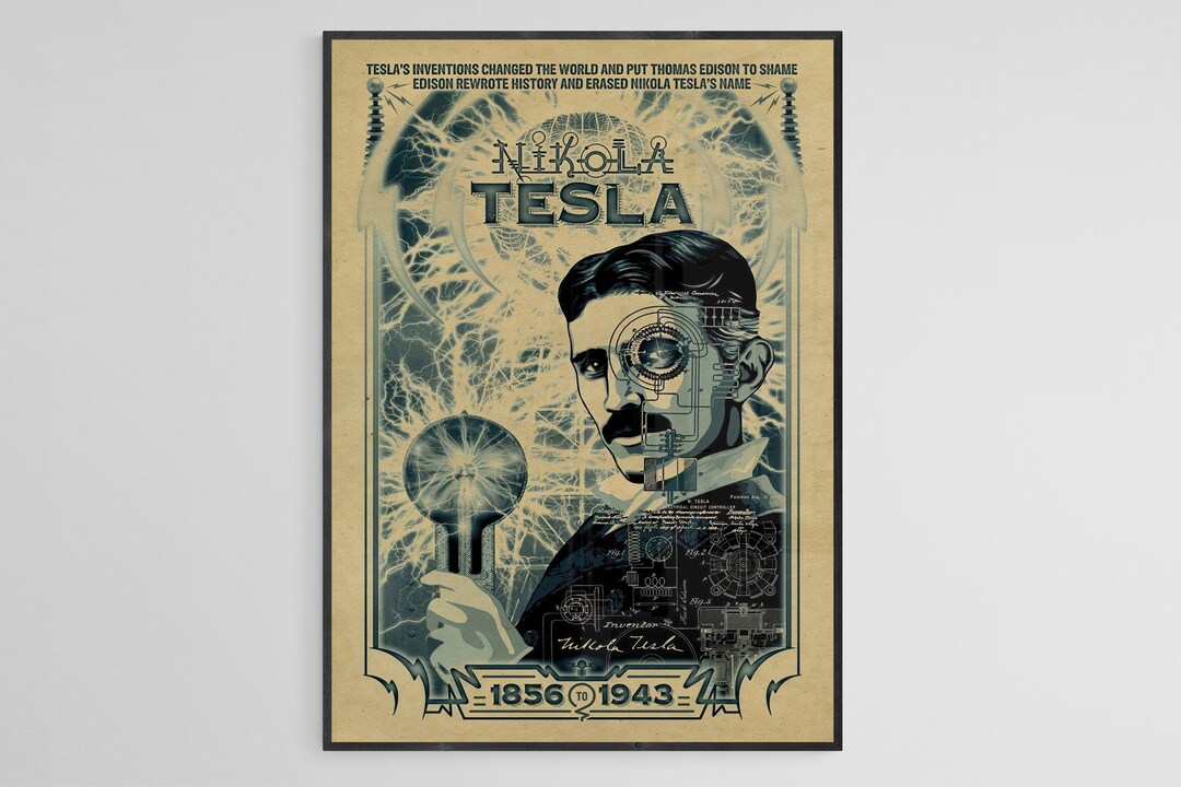 Nikola Tesla Poster Nikola Tesla Wall Art Vintage Poster - Etsy