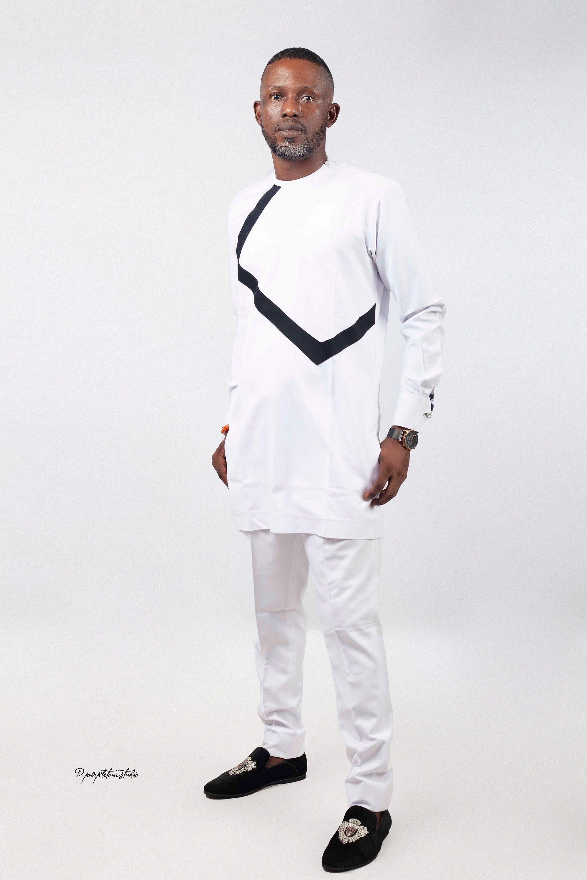 African Men Senator Suit White Senator Matching Pants Wedding Groomsmen ...