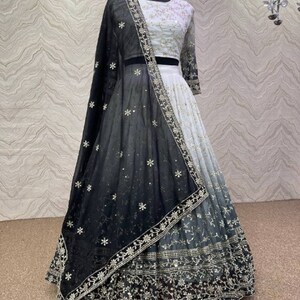 Black Georgette Two Tone Lehenga Choli With 5 Mm Sequence and ...