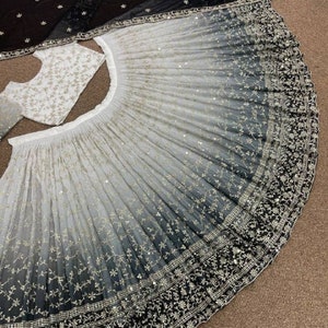 Black Georgette Two Tone Lehenga Choli With 5 Mm Sequence and ...