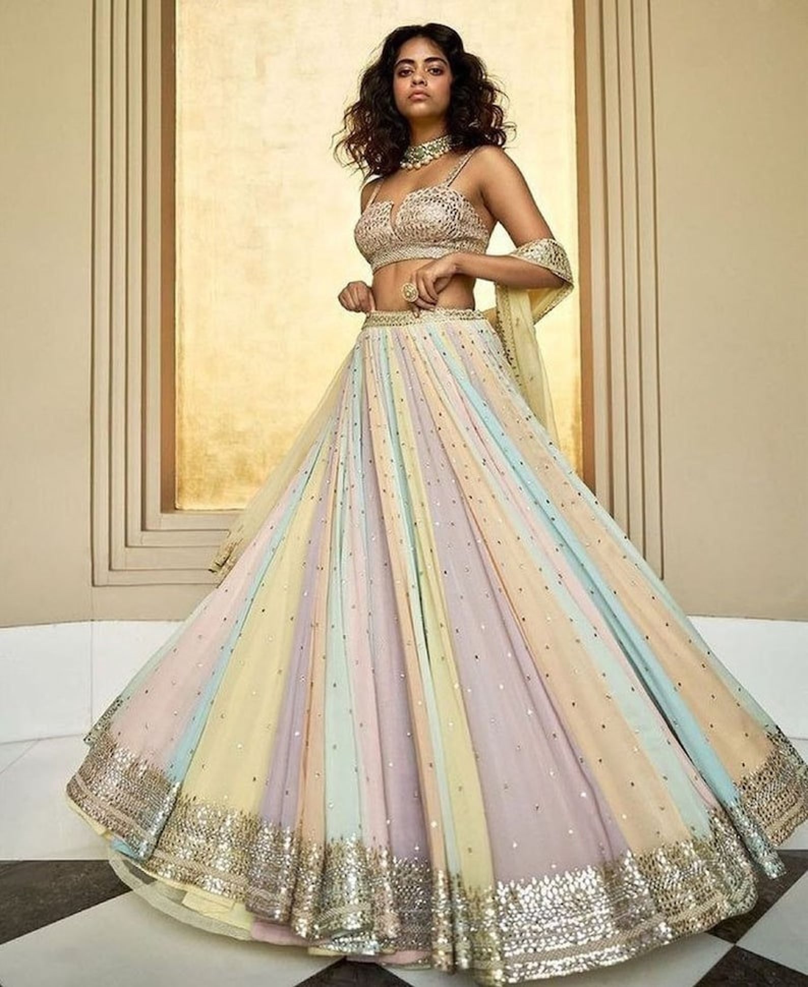 Designer Multi Color Lehenga Cholin for Women Semistitched Lehenga ...