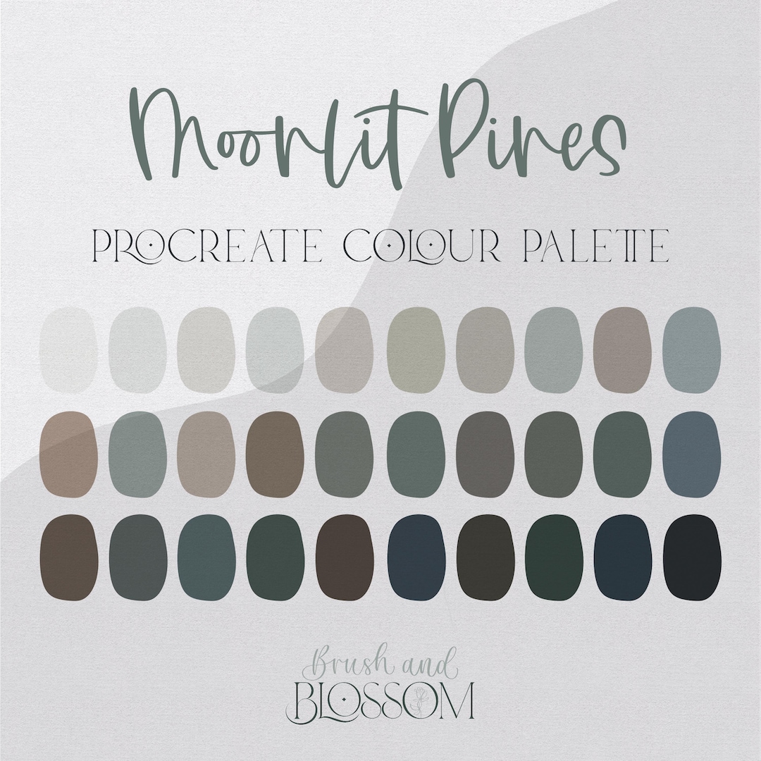 Moonlit Pines Procreate Colour Palette | 30 Forest Winter Colours ...