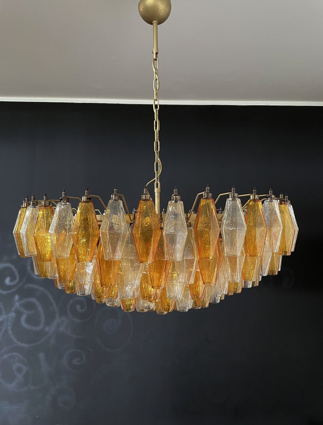 Amazing Murano Glass Candelier - 185 AMBER/CLEAR Polyhedra - Etsy