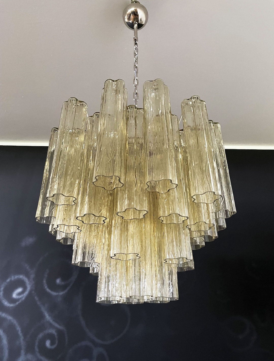 Fantastic Murano Glass Tube Chandelier - 36 Clear Amber Glass Tube - Etsy