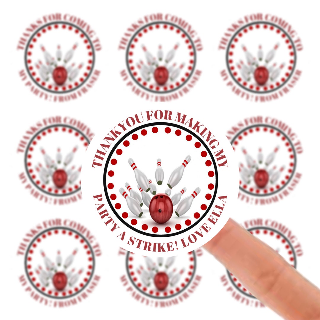 Personalised Birthday Stickers Label - Bowling Strike Pins Birthday ...