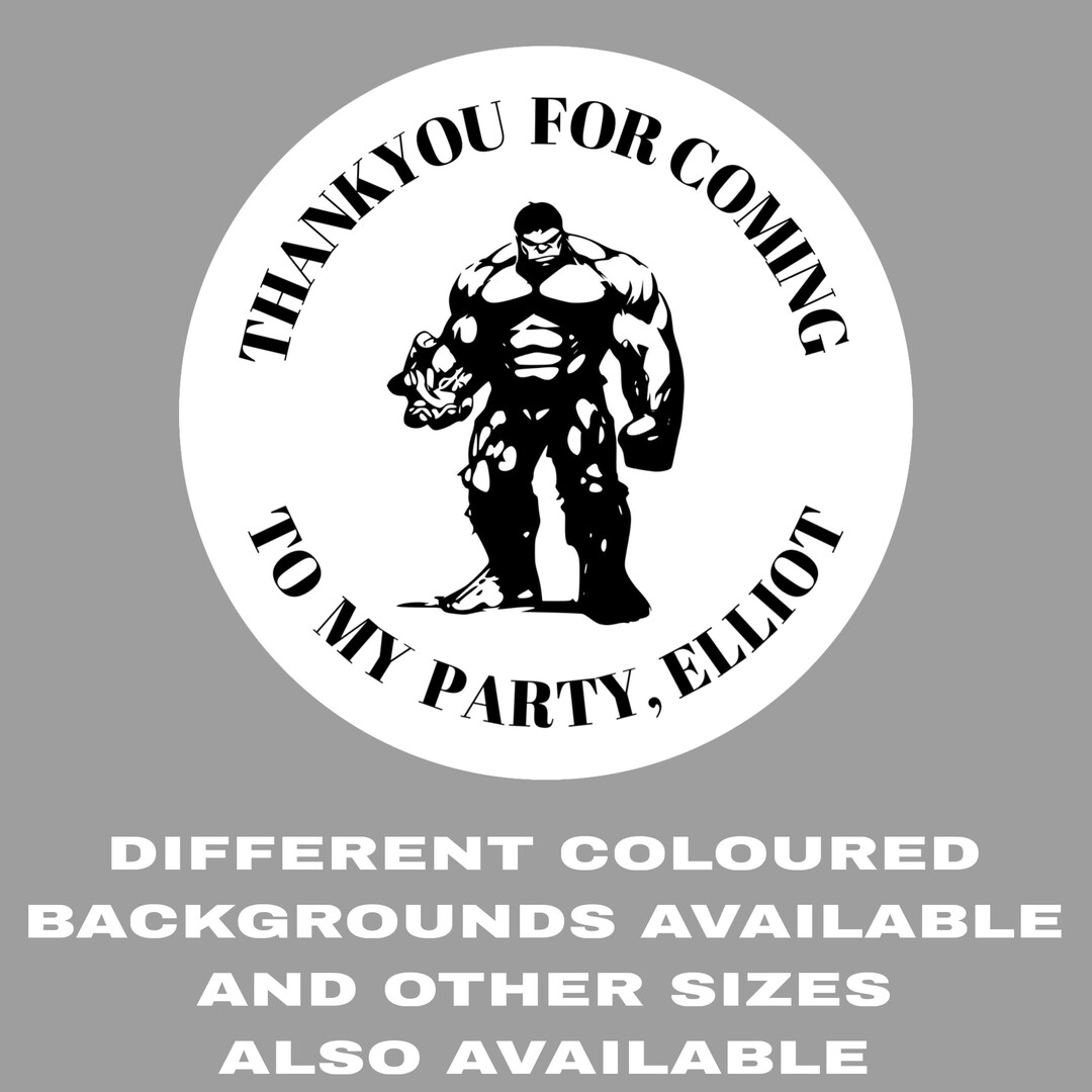 Personalised Birthday Stickers Label - Hulk Birthday Party Bag Thank ...