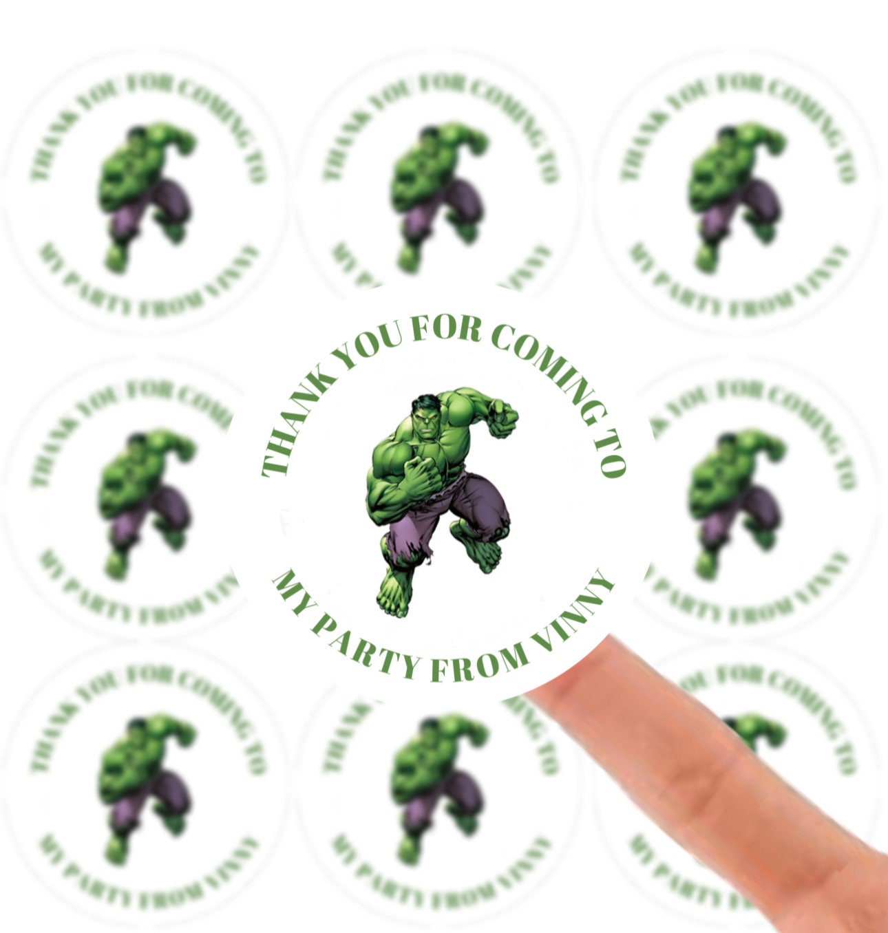 Personalised Birthday Stickers Label - Incredible Hulk Green Birthday ...