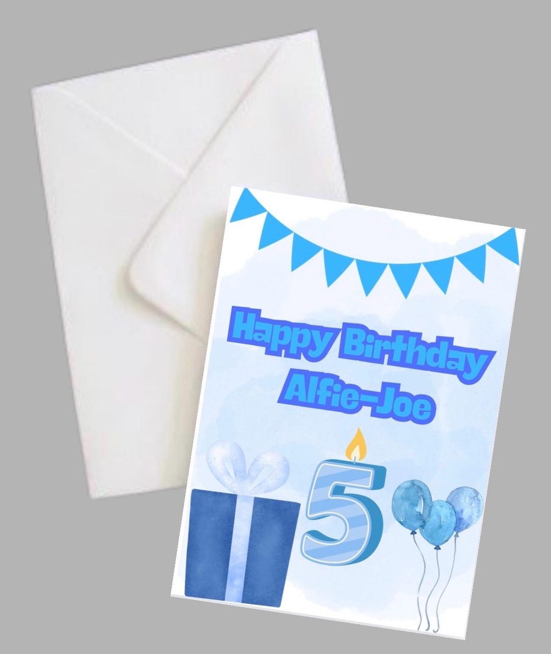Personalised A5 Large 5th Birthday Blue Boy Greeting Card With Envelope ...