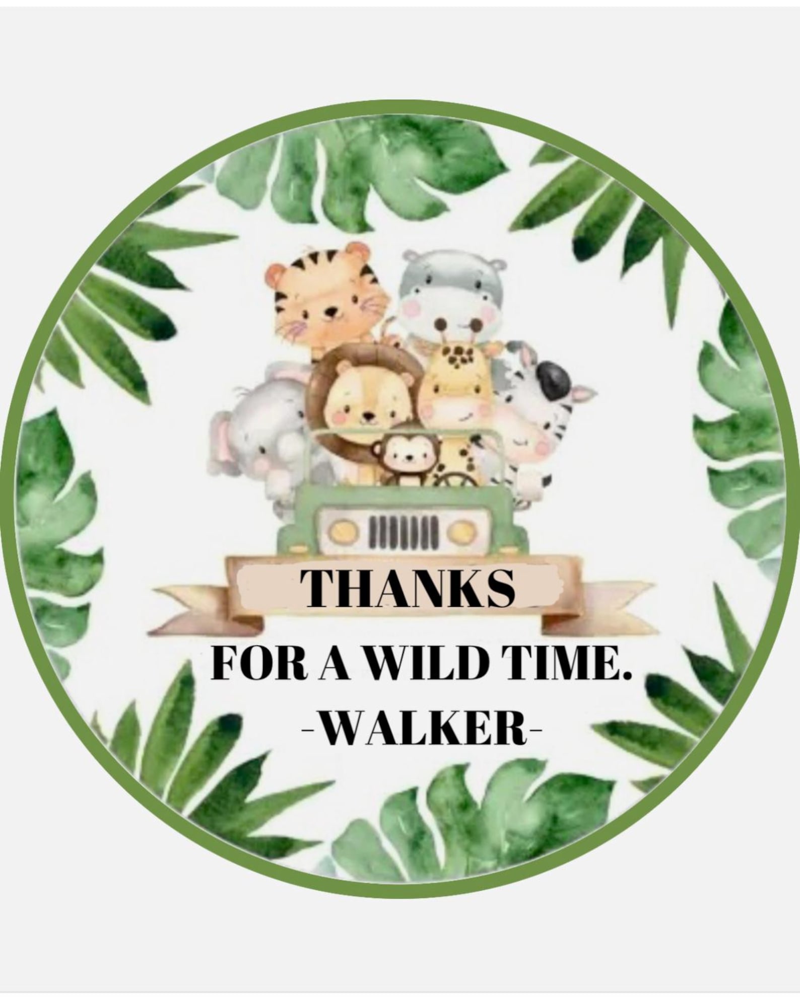 Personalised Safari Bus Jungle Animals Label - Birthday Party Bag Thank ...