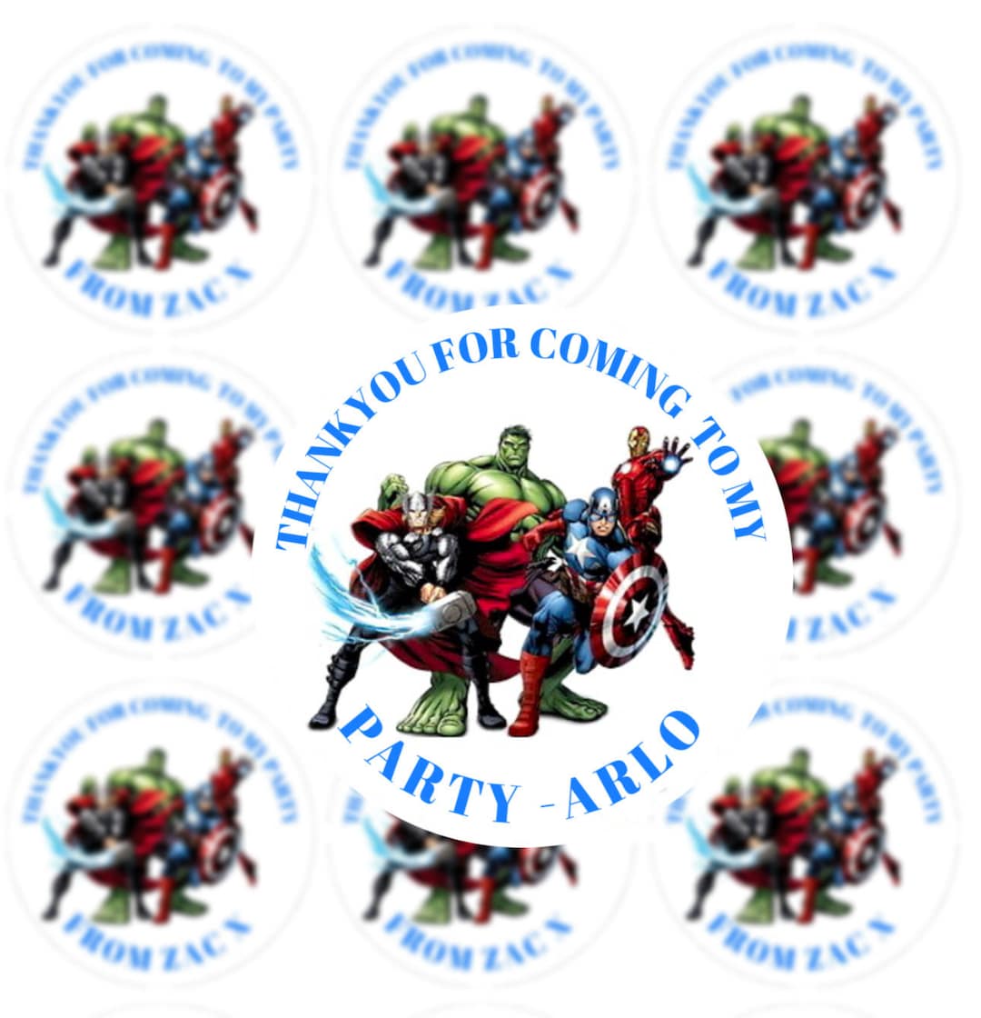 Personalised Birthday Stickers Label - Superhero Birthday Party Bag ...