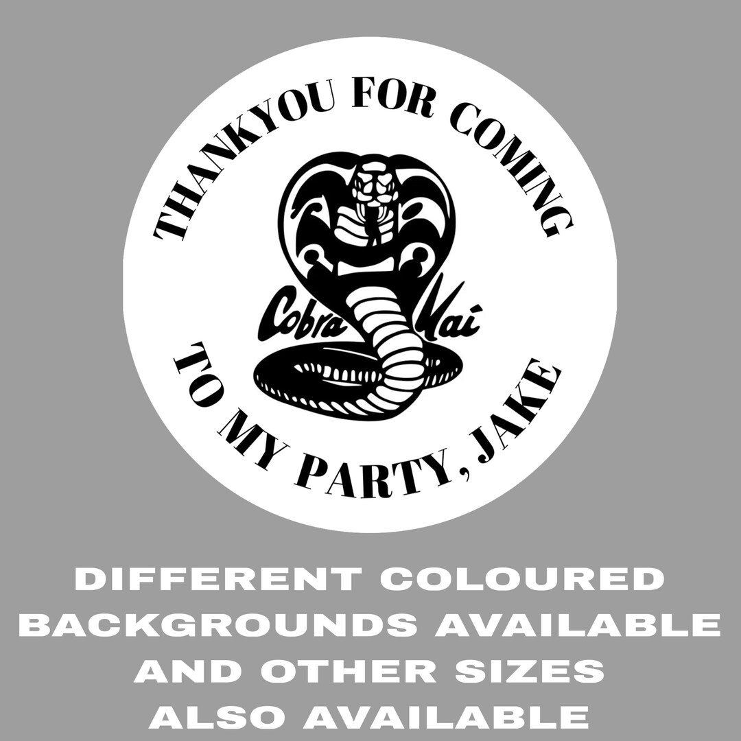 Personalised Birthday Stickers Label - Cobra K Birthday Party Bag Thank ...