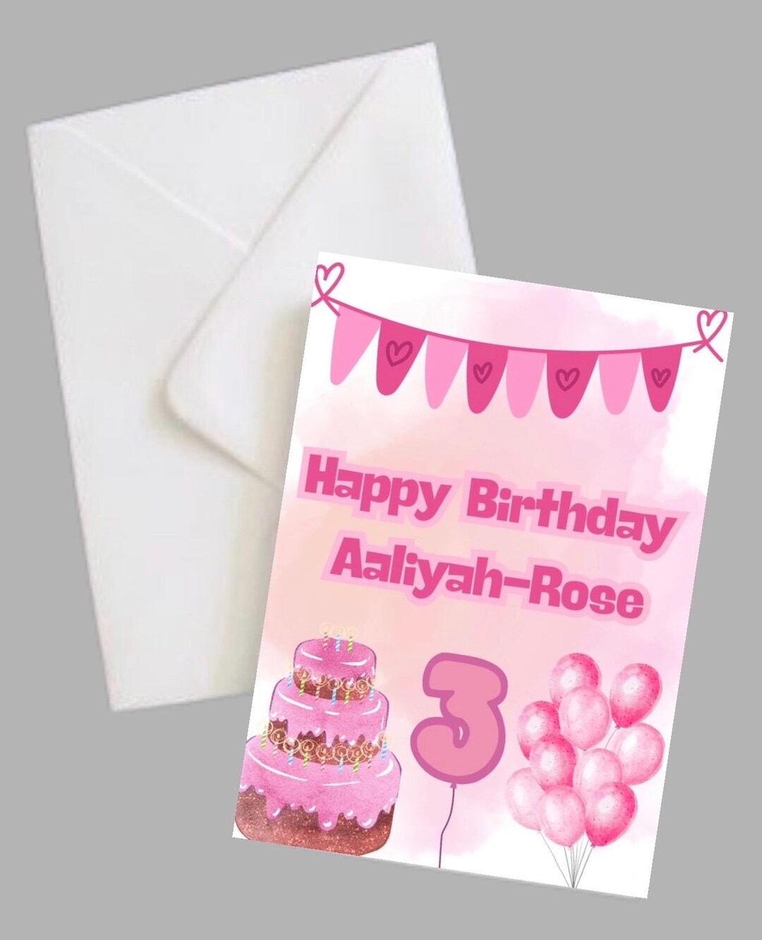 Personalised A5 Large 3rd Birthday Greeting Card With Envelope Message ...